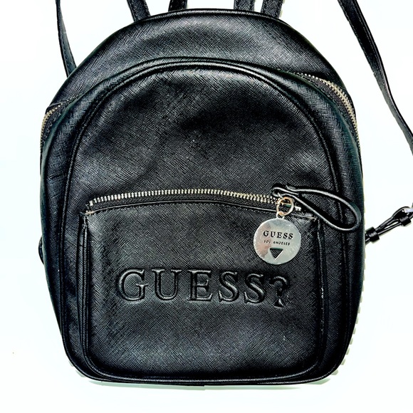 Guess | Bags | Guess Small Black Leather Backpack | Poshmark